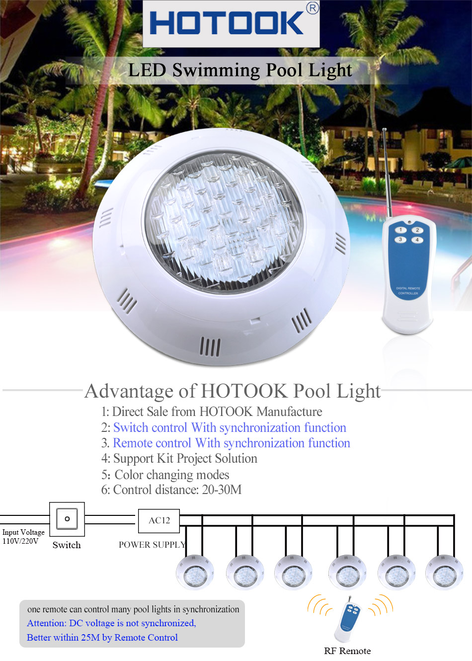 Small 18W RGB SMD2835 led swimming pool light IP68 AC12V - HOTOOK INDUSTRIAL